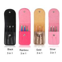China Professional 3pcs Stainless Steel Eyebrow Tweezers Set Customized Logo in PU Pouch Case for sale