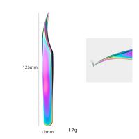 China Pointed Stainless Steel Eyelash Tweezers Professional Precision Rainbow Fashion for sale