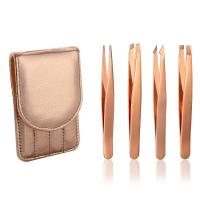 China 2pcs 3pcs 4pcs Stainless Steel Eyebrow Tweezers Set Rose Gold Eyebrow Tweezer Kit for sale