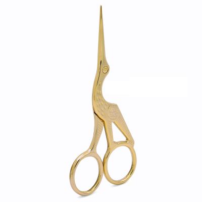 China Gold Plating Stainless Steel Scissors Small Embroidery Crane Bird Sewing Beauty Personal Care BT8013 for sale