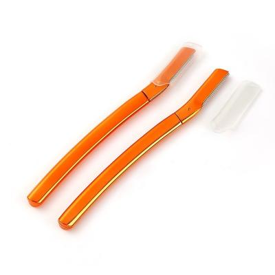 China Shiny Gold Plating Eyebrow Shaping and Trimming Razor LuxuryFacial Razor Shaper for sale
