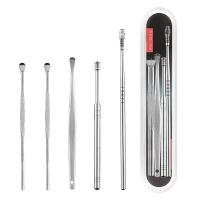 China Stainless Steel Earpick Picker Screw Kit 5pcs 6pcs Set Ear Wax Removal Remover for sale