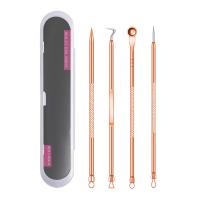 China 4pcs Rose Gold Whitehead Needle Comedone Pimple Extractor Set for sale
