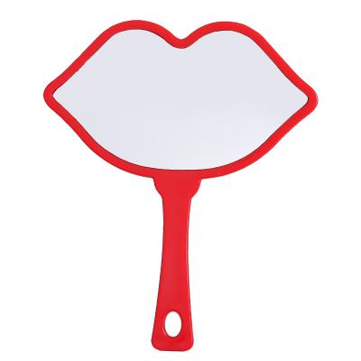 China Personalized HD Plastic Hanging Mirror Small Desk Mirror Red for sale