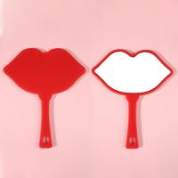 China Personalized HD Plastic Hanging Mirror Small Desk Mirror Red for sale