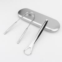 China OEM Metal Tongue Scraper 2in1 Stainless Steel Tongue Cleaner for sale