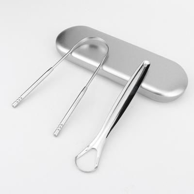China OEM Metal Tongue Scraper 2in1 Stainless Steel Tongue Cleaner for sale