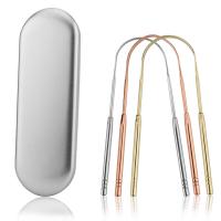 China Customized Logo Stainless Steel Tongue Scraper Cleaner Oral Care Tool FOCSTAR for sale
