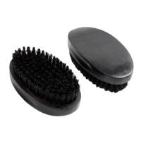 China Oval Beard Grooming Brush Black Natural Beech Wood Boar Bristles Beard Comb Brush for sale