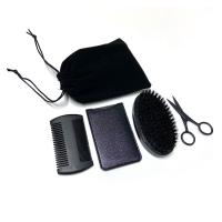 China PU Beard Grooming Kit Stainless Steel Scissors Brush Comb FOCSTAR Beard Kit For Men for sale