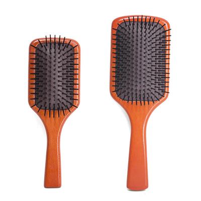China Wood Large Air Cushion Hair Brush Nylon Bristles Detangling Paddle Customized Logo for sale