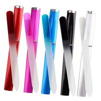 China Custom LOGO 14cm Colorful Double Sided Glass Nail File with Protective Case for sale