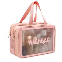 China Pink Black Clear Toiletry Bag PVC Waterproof Transparent Toiletry Bag for sale