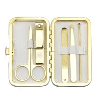 China Luxurious 5pcs Full Gold Stainless Steel Manicure Pedicure Set Customized Logo for sale