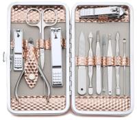 China Diamond Pattern Gold 12pcs Manicure Pedicure Set Professional Nail Grooming Set for sale