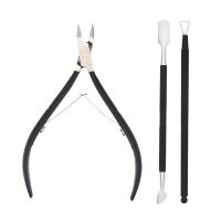China Stainless Steel Professional Pedicure Set 3pcs Manicure Pedicure Tools Cuticle Nipper Pusher Cutter Kit Precision Tools for sale