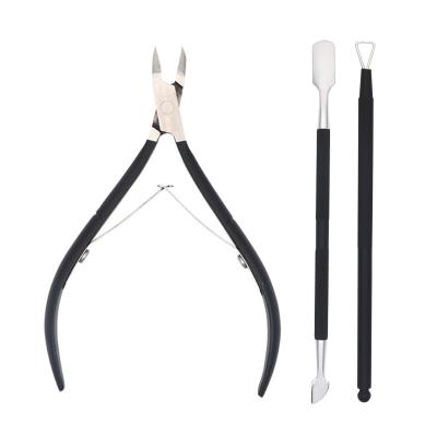 China Stainless Steel Professional Pedicure Set 3pcs Manicure Pedicure Tools Cuticle Nipper Pusher Cutter Kit Precision Tools for sale