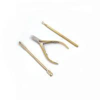 China Gold Color Nail Nipper Pusher Stainless Steel Cuticle Nipper Set Manicure Pedicure for sale