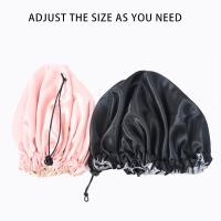 China Double Layer Bath Cap Reversible Adjustable Satin Hair Bonnet for sale