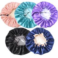 China Double Layer Bath Cap Reversible Adjustable Satin Hair Bonnet for sale