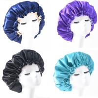 China Double Layer Bath Cap Reversible Adjustable Satin Hair Bonnet for sale