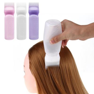 China 120ml Hair Dye Applicator Brush Bottle Pink Hair Dye Bottle Comb for sale