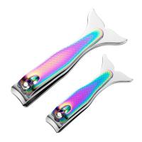 China Professional Nail Tools 2pcs Stainless Steel Rainbow Mermaid Nail Clipper Set for sale