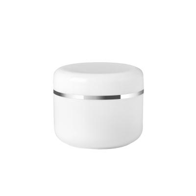 China 10g To 100g PP Cosmetic Powder Case Plastic Eye Cream Jar Smooth Silver Edge for sale