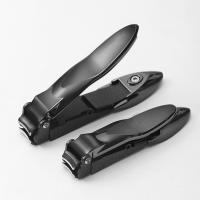 China Black Ergonomic Nail Clippers Heavy Duty Anti Splash Stainless Steel Nail Cutter for sale