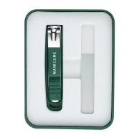 China Small Manicure Nail Clipper Set Green Color Anti Splash Cutter with Catcher for sale
