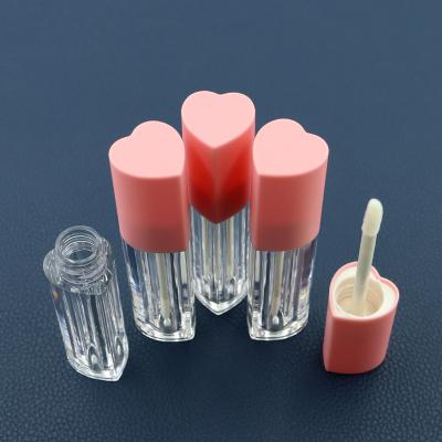 China 3ml Heart Shape Screen Printing Lip Gloss Tubes Custom Cosmetic Container for sale