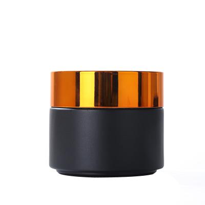 China Matte Glass Powder Puff Case 5g To 100g Black Cosmetic Jars OEM for sale