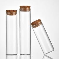 China Transparent Glass Storage Bottle Cylinder Glass Cosmetic Bottle With Stopper for sale
