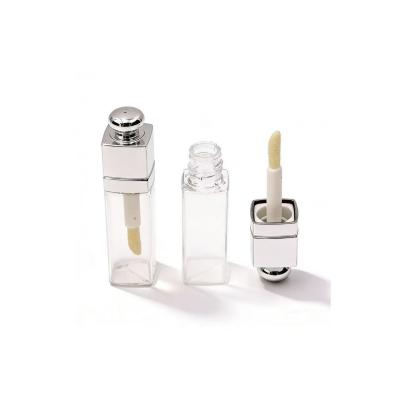 China Empty Lip Gloss Tube Square Acrylic Tube Luxury Lip Gloss Packaging Private Label Cosmetics Packaging for sale