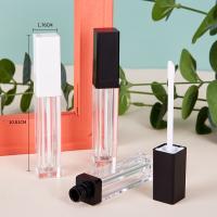 China 7ml Slim White Black Square Plastic Empty Lip Gloss Tube Cosmetic Container for sale