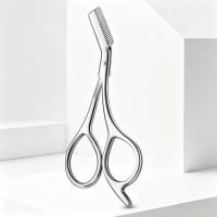 China Stainless Steel Eyebrow Trimmer Comb-and-scissors Design Beauty Mini Scissors for sale