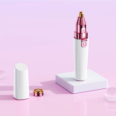 China Focstar New 2 in 1 Electric Eyebrow Trimmer Lipstick Style Women Facial Hair Remover Portable Painless Shaver USB Rechargeable for sale