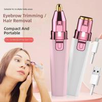 China Focstar New 2 in 1 Electric Eyebrow Trimmer Lipstick Style Women Facial Hair Remover Portable Painless Shaver USB Rechargeable for sale