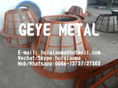 China Stainless Steel Vee-wire/ Wedge Wire Screen Centrifugal Conical Baskets Filter for Pulp & Paper for sale