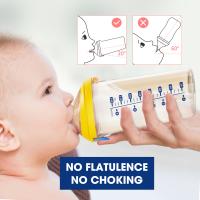 China 90° Extra Wide Angle Flip Cap Baby Bottle Breast Like Off Center Soft Nipple 240ml for sale