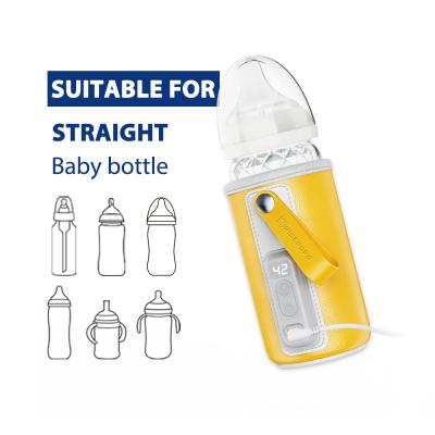 China PU Leather 12V 18W Baby Bottle Warmer With LCD Display 8oz for sale