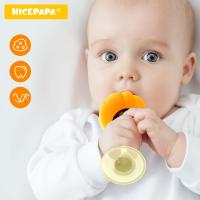 China Pumpkin Soothing Baby Teether Skin Like Silicone Fruit Teether For 0 - 6 Months for sale