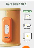 China Instant Velcro Travel Bottle Warmer Car Charger 5V 9V 12V For Breastmilk for sale