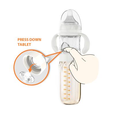 China 8 Oz Glass Milk Formula Mixing Baby Bottle Straight Medium Flow BPA Free for sale