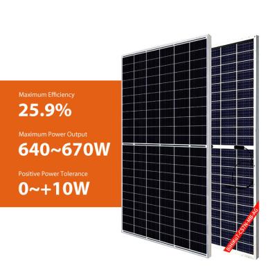 China 640w 645w Canadian Solar All Black 665w 670w Warehouse Half Cell Solar Panel for sale