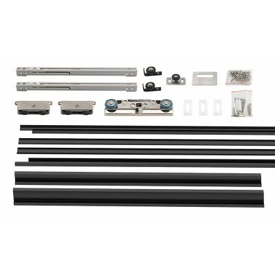 China Modern Style Narrow Frame Ghost Door Pulley Buffer Hanging Wheel Slide Rail Trackless Door Pulley for Hotel & Barn Warehouse for sale