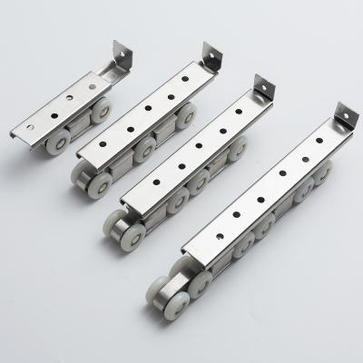 China Modern Stainless Steel Silent Bearing Track Wheel Indoor Sliding Foldable Door Accessories Hotel Window Hanging Pulley Nylon for sale