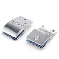 China Modern Semicircle Zinc Alloy Durable Fixed Clip Display Cabinet Glass Hinge 90 Opening Angle 4-Hole for Acrylic Wood Board for sale
