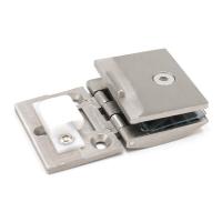 China Modern Semicircle Zinc Alloy Durable Fixed Clip Display Cabinet Glass Hinge 90 Opening Angle 4-Hole for Acrylic Wood Board for sale