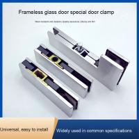 China Modern Stainless Steel Satin Finish Glass Door Clamp Screw Installation Durable Frameless Door Clip Window Accessories for sale